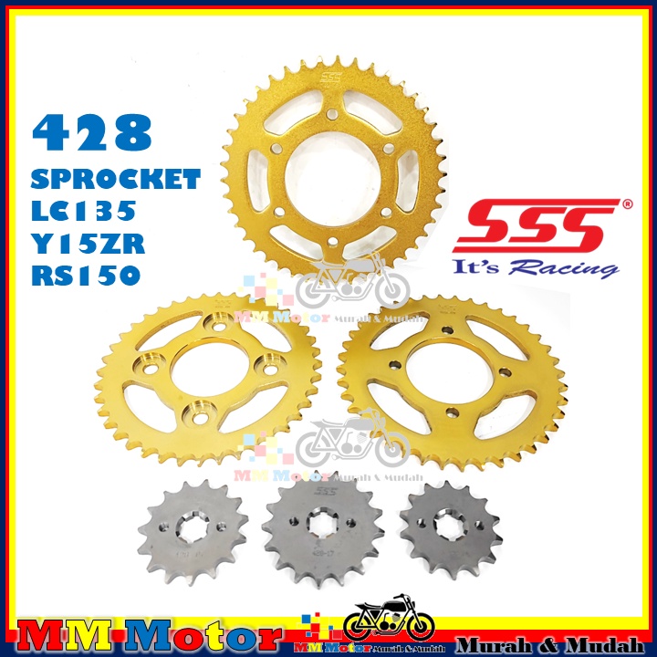 SSS 428 SPROCKET YAMAHA Y15ZR LC135 HONDA RS150 MOTORCYCLE FRONT / REAR ...