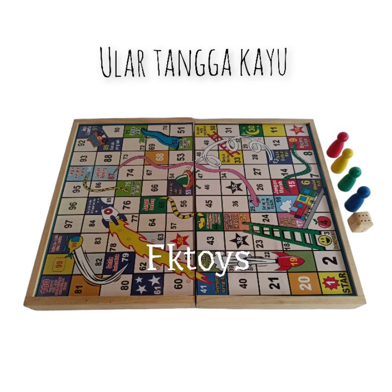 KAYU Educational toy Wooden snakes and ladders jumbo snakes and ladders ...