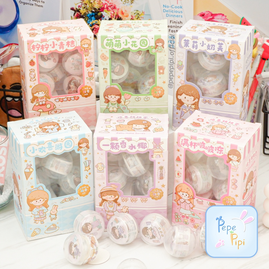 Washitape Glue SZ - 63 Gacha Washi Tape in the ball Contains 6 Pcs Set ...