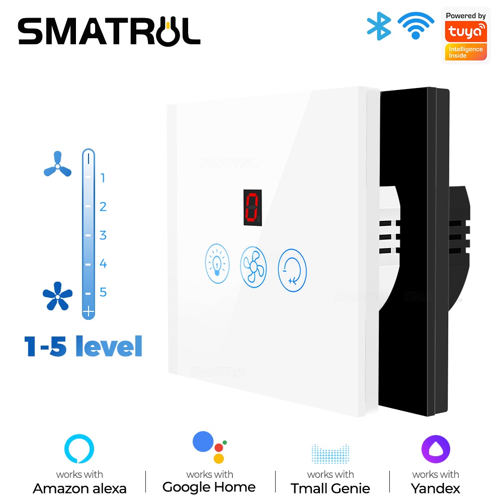 SMATRUL UK Tuya Smart WiFi Touch Switch Fan Light Ceiling Lamp Speed ...