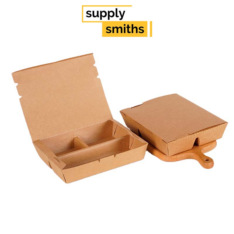 Supply Smiths Kraft Paper Disposable Lunch Bento Box Compartment For ...