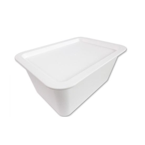 Daiso White plastic storage Box with lid Square Strainer Box 19x25.5x11 ...
