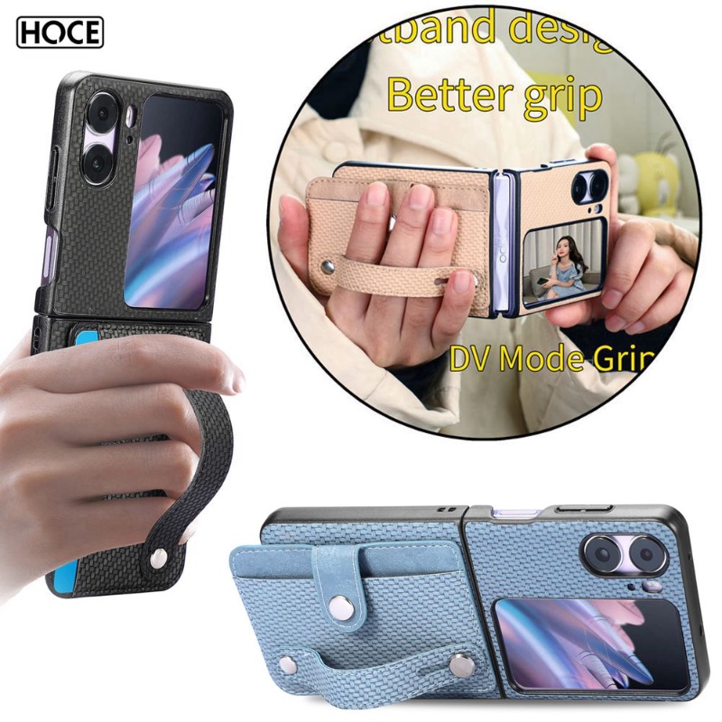 HOCE N3flip Card Slot wrist strap Fibre cloth Phone Case For OPPO Find ...