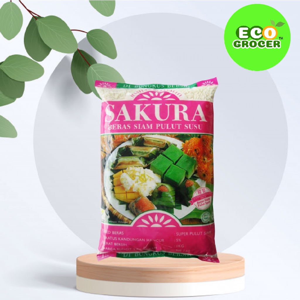 Glutinous Rice 糯米 (Sakura Beras Siam Pulut Susu 1kg / Black Glutinous ...