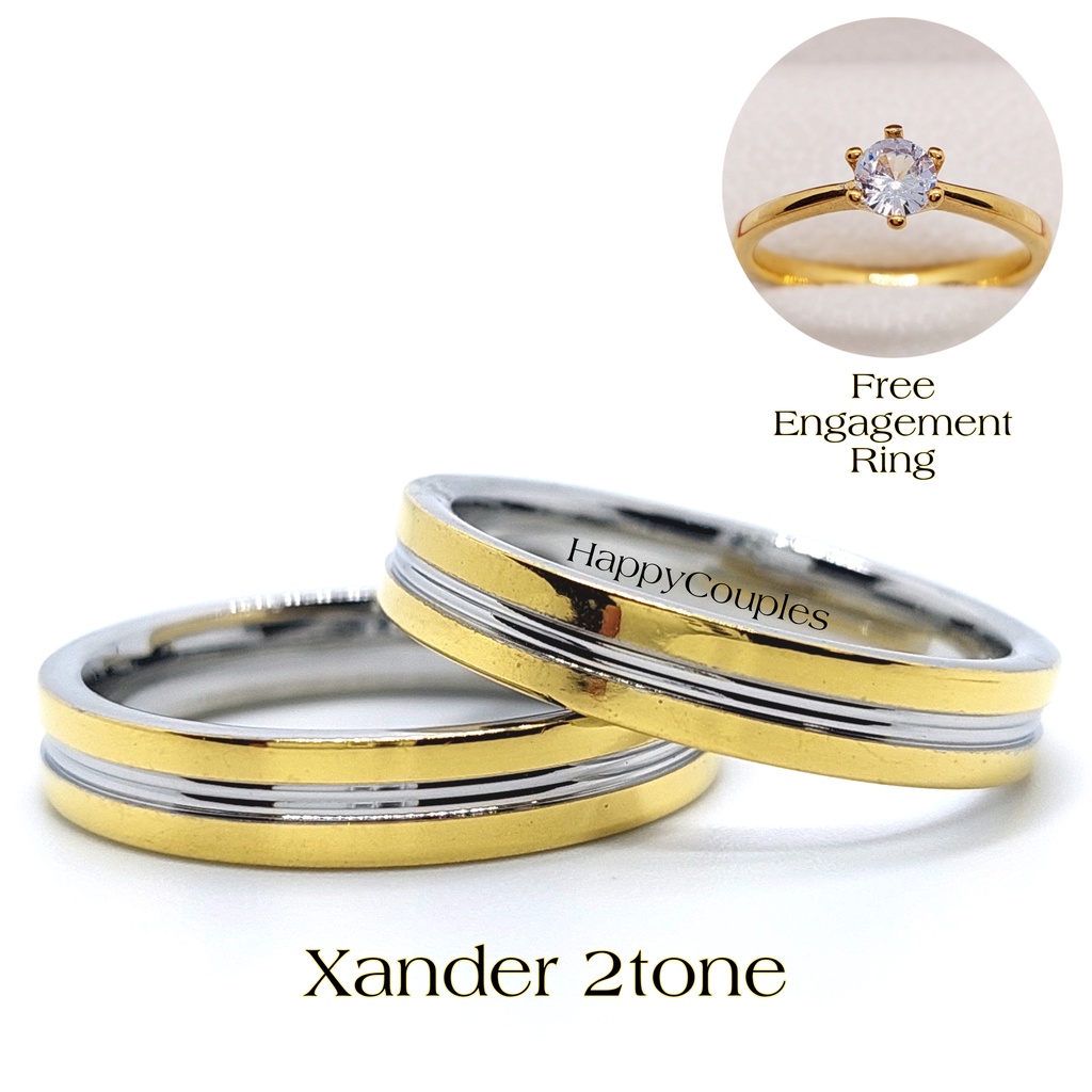 Happy Couples-Xander 3 in 1 Name Wedding Rings Set with Free Engagement ...