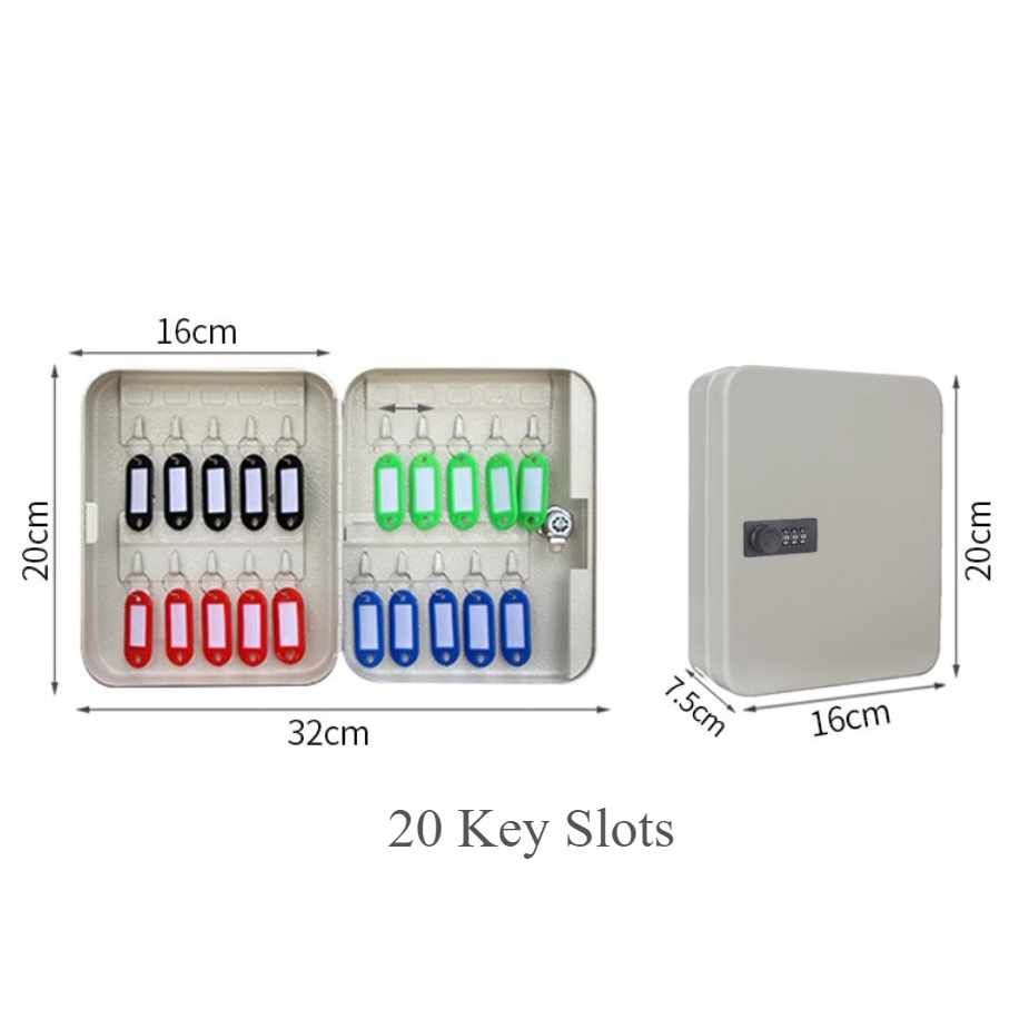 TOPFINE 6 / 20 Key Slots Keys Box Password Lock Metal Keys Storage Wall ...
