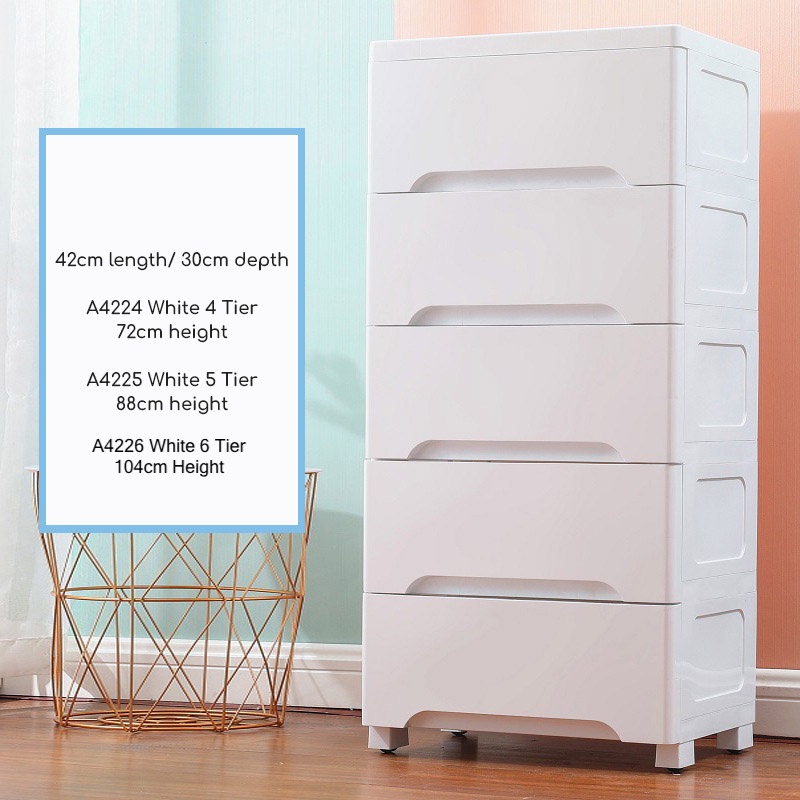 Easyhome.sg | White Cabinet Storage Cabinet / Plastic Drawer Storage ...