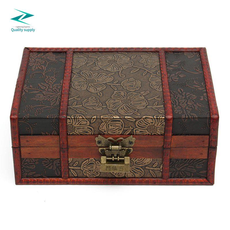 Large Decorative Trinket Jewelry Lock Handmade Vintage Wooden Storage ...