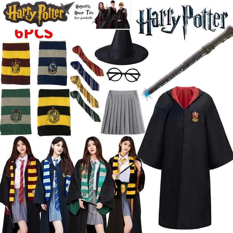 Harry Potter Cloak Robe Cosplay Costumes Gryffindor Slytherin Ravenclaw ...