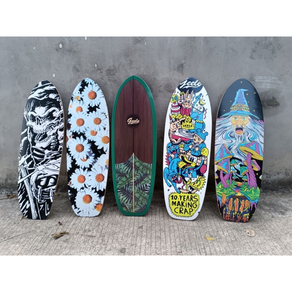 GEELE SURF SKATE DECK 75*24CM SEND FREE GRIPTAPE BLACK Land surfing skateboard single big fish ...