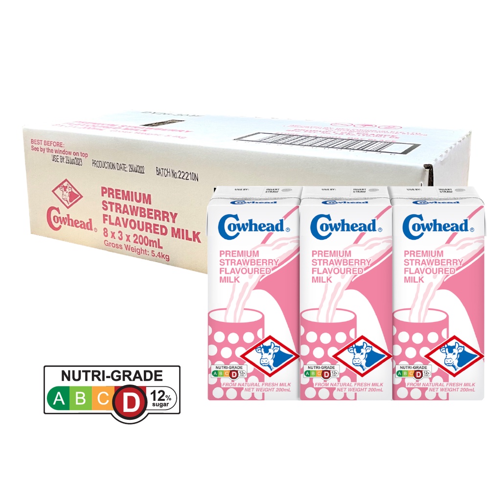 Cowhead UHT Milk Strawberry 3s 200ml - Carton | Shopee Singapore