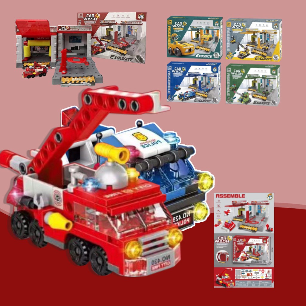 Toy Car Mobilan Car Wash DIY Firefighter Car Toy Disassembly Children ...