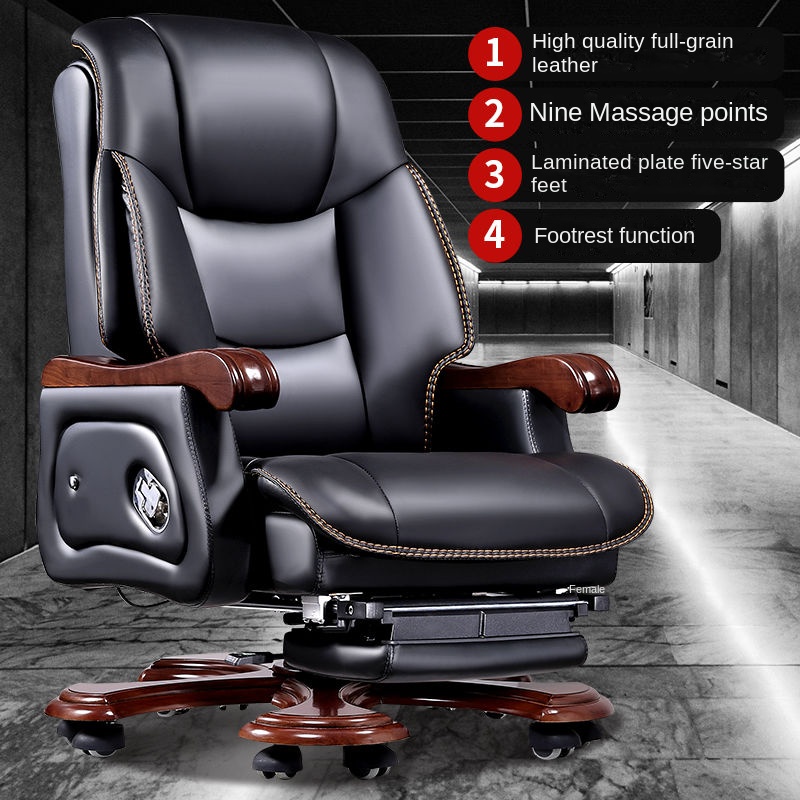 Boss chair business genuine leather president office chair massage ...