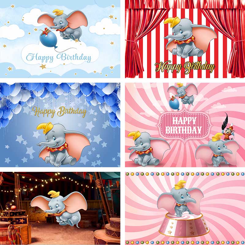 Dumbo Birthday Backdrop Photography Baby Shower Kids Children Cute ...