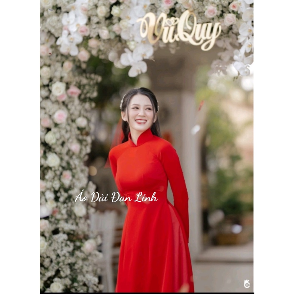 High quality, youthful red silk ao dai, bridal ao dai, ao dai uniform - Dan Linh Ao Dai | Shopee ...