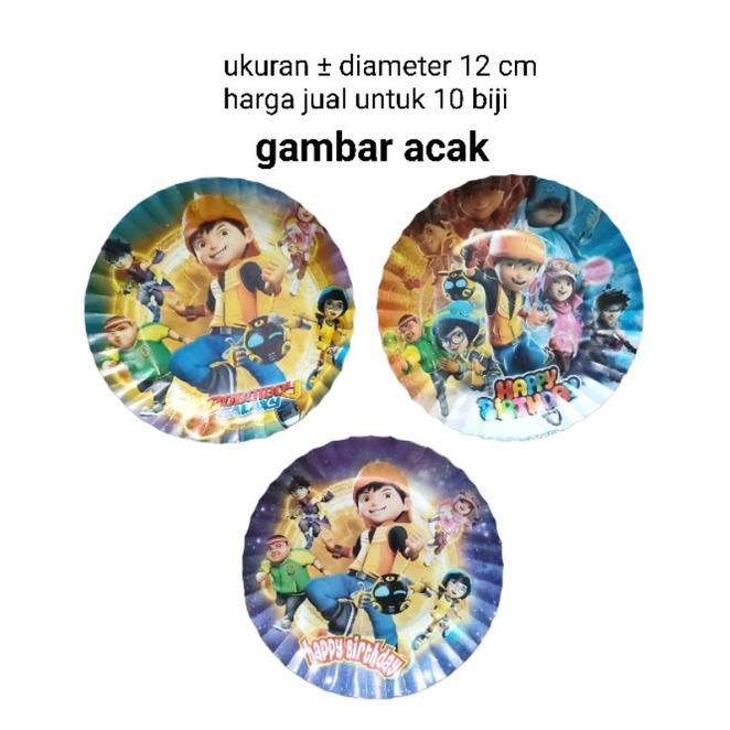 Birthday cake paper plate happy birthday boboiboy boboi boy characters ...