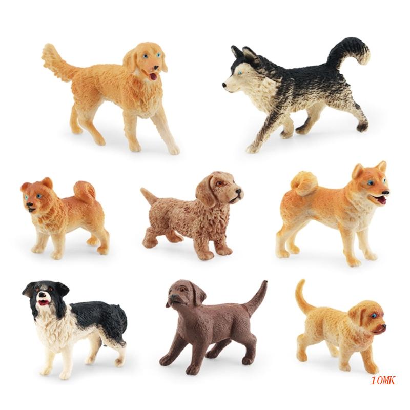 10MK 8PCS Dog Figurines Playset Mini Detailed Plastic Puppy Figures ...