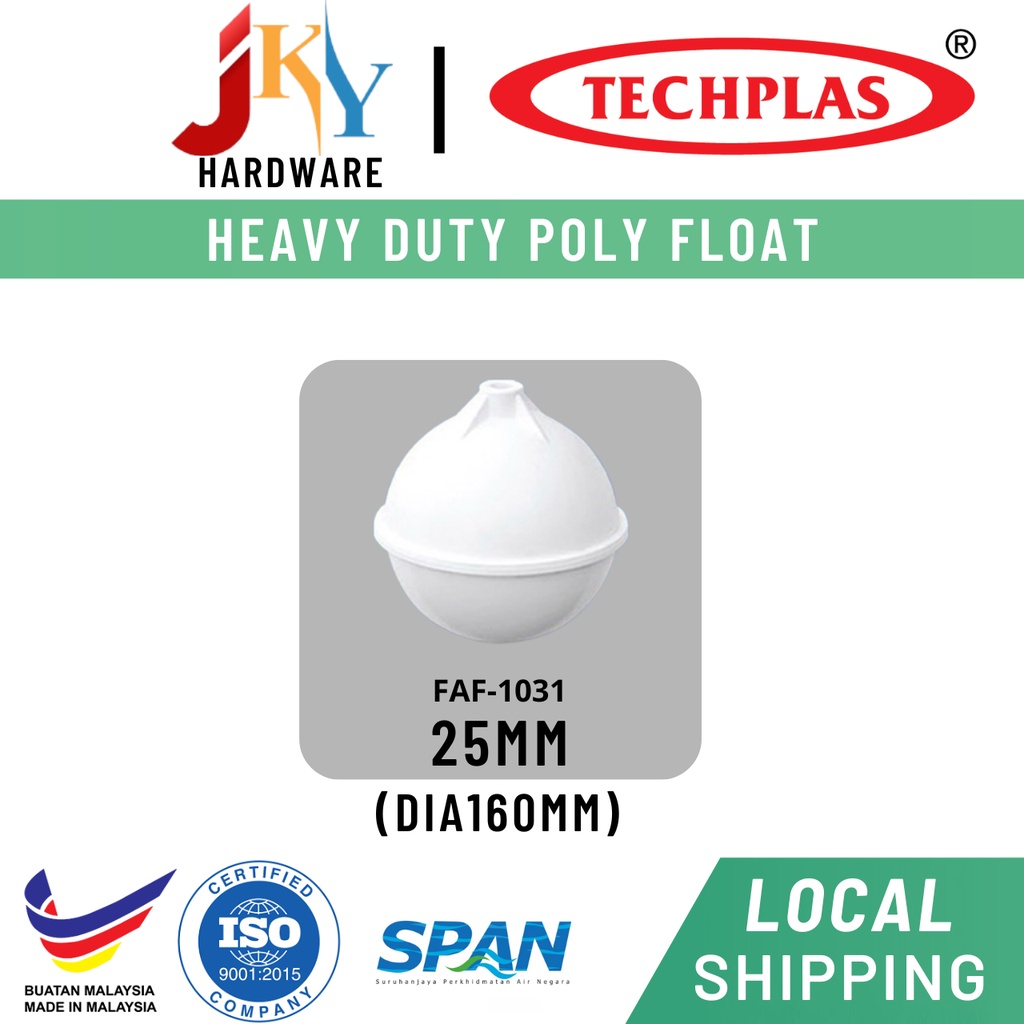 Techplas 1" 25mm Heavy Duty Poly Float Ball for Water Tank Float Valve ...