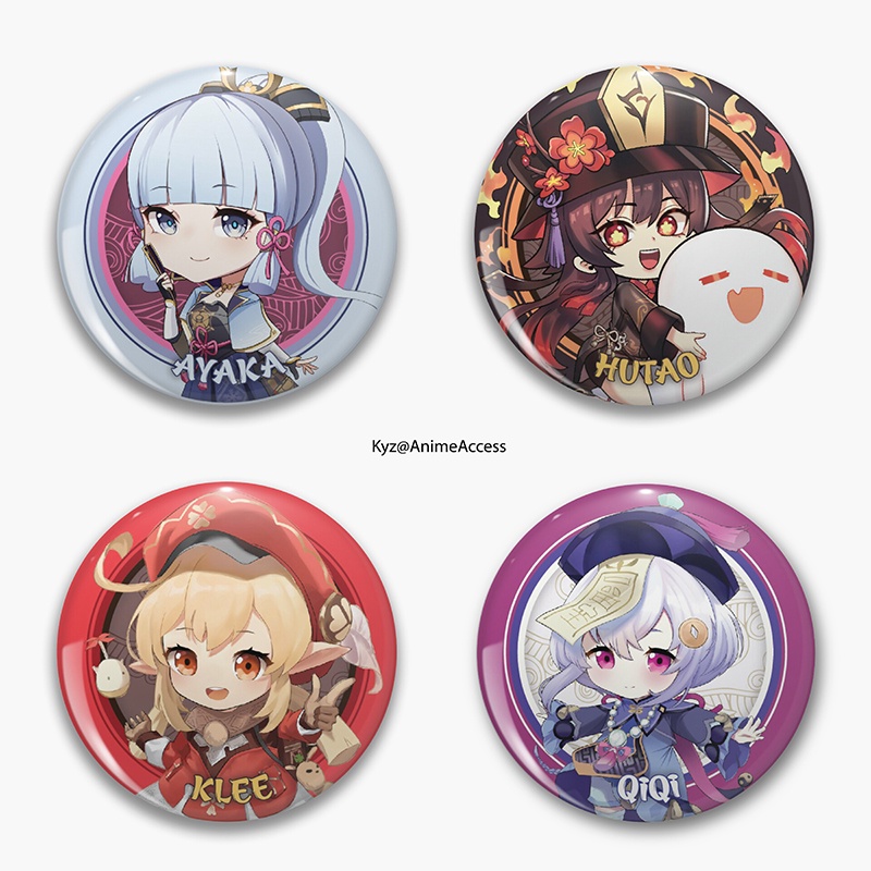 Genshin Impact Pyro & Cryo Character (Ayaka, Klee, Hu Tao, Qiqi) Chibi ...