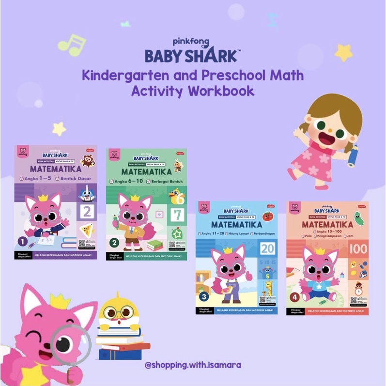 Pinkfong Baby Shark Kindergarten and Preschool Math Activity Workbook ...
