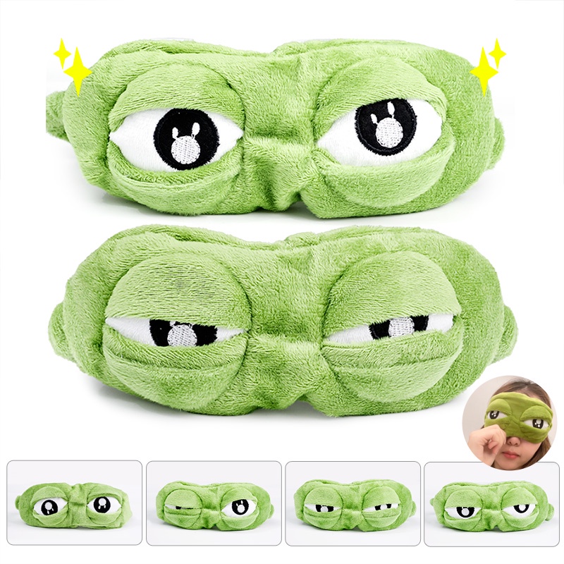 Creative Pepe Sad Cartoon Plush Frog 3D Sleeping Soft Eye Mask cover ...