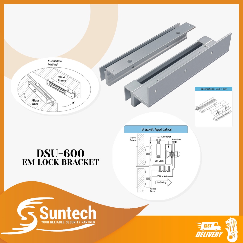 DSU-600 EM Lock Bracket for Glass Door | Shopee Singapore