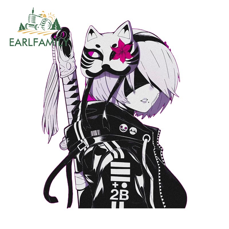 EARLFAMILY 13cm x 10cm for 2B Anime Girl Car Sticker Occlusion Scratch ...