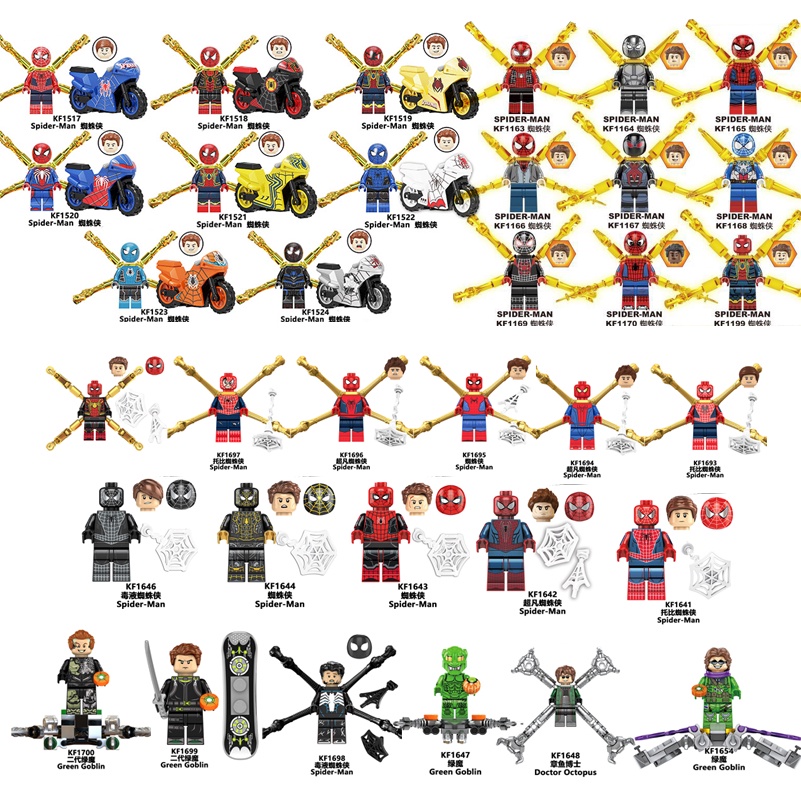 Spider-Man Series Toys Minifigures Building Blocks Venom Green Goblin ...