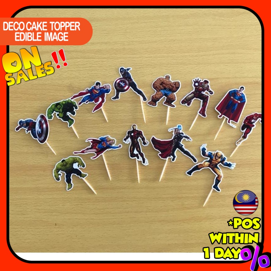 Happy Birthday Cake Topper Cupcake Avengers Decoration Set Party ...