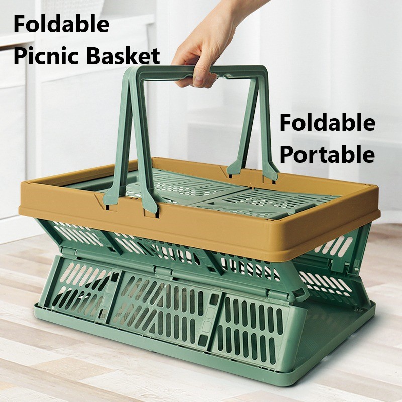 Large Collapsible Outdoor Picnic Storage Box Basket Folding Stackable ...