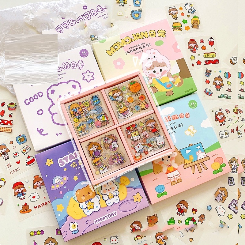 Box Of 100 cute Stickers Decorating Notebooks, Water Bottles, Water ...
