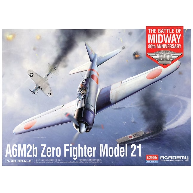 Mitsubishi A6M2b Zero Fighter Model 21 The Battle of Midway ACADEMY 12352 Scale Model 1/48 ...
