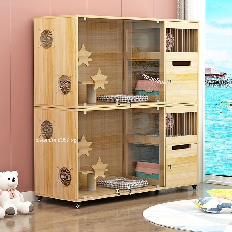 Solid Wood Cat Cage Villa Display Cabinet Breeding Cage Cat House | Shopee Singapore