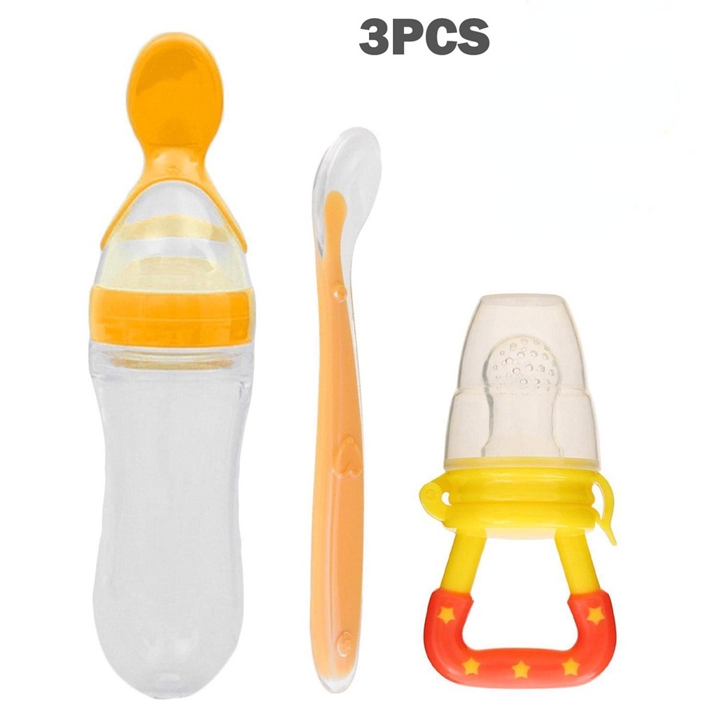 3pcs Baby Food Feeder Fruit Feeder Pacifier Kit + Feeding Spoons ...
