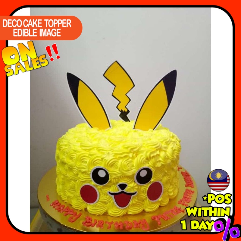 Happy Birthday Cake Topper Pokemon Pikachu Decoration Kek Set Party ...