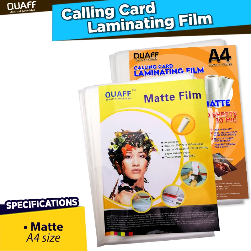 QUAFF Calling Card Laminating Film A4 Size Glossy & Matte 30 Microns ...