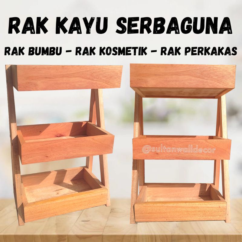 KAYU Multipurpose Wooden Rack Onion Rack Stacking 3 Spice Rack Skincare ...