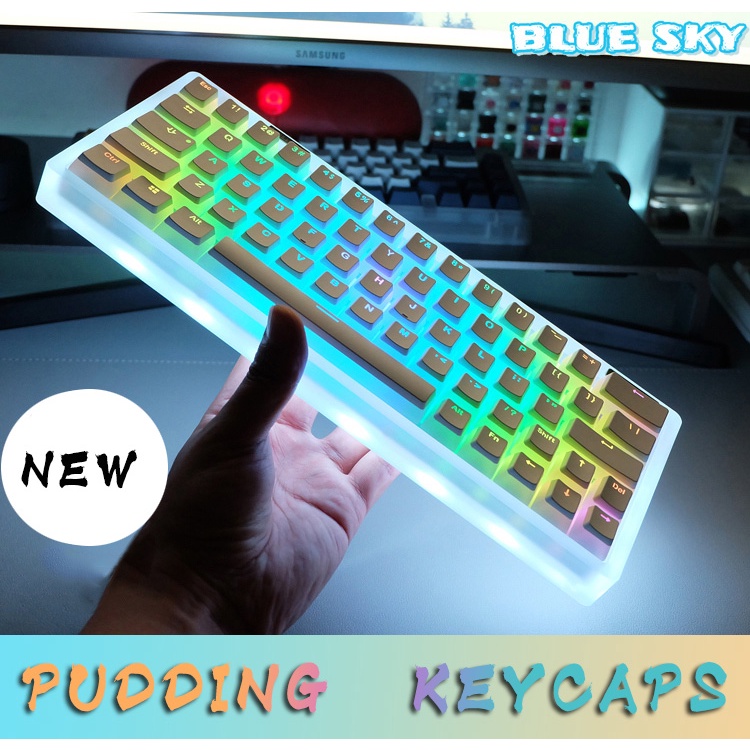 Fast shipping PBT pudding keycap OEM profile for 61/87/104/108 /64/68 ...