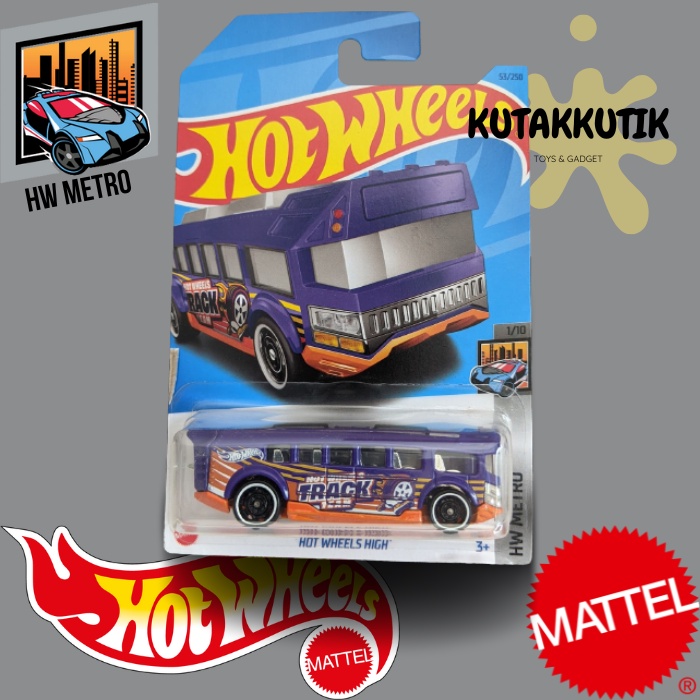 UNGU Hot Wheels Car Bus Bus High School Bus Purple Lot C 2023 HW Metro ...