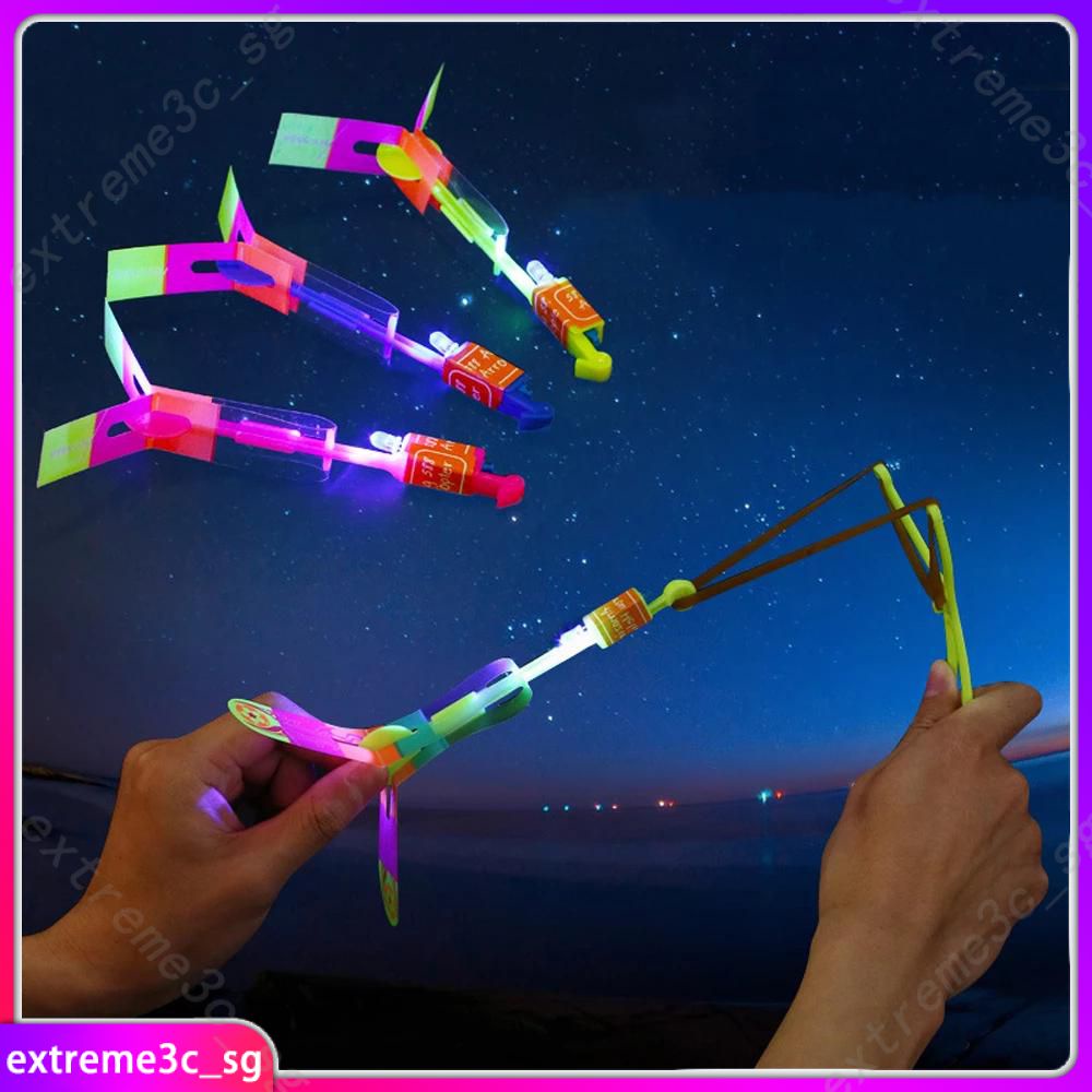 5 pcs/set outdoor glowing flash rocket led slingshot helicopter elastic ...