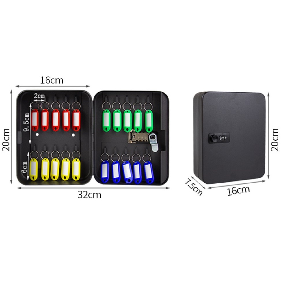 TOPFINE 6 / 20 Key Slots Keys Box Password Lock Metal Keys Storage Wall ...