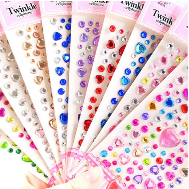 3D Heart Round Star Flower Shape Crystal Diamond Sticker for Decoration ...