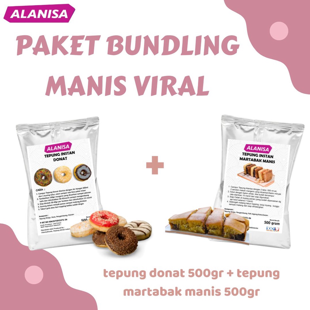 Viral SWEET BUNDLING ( SWEET MARTABAK FLOUR 500GR + DONUT FLOUR 500GR ...