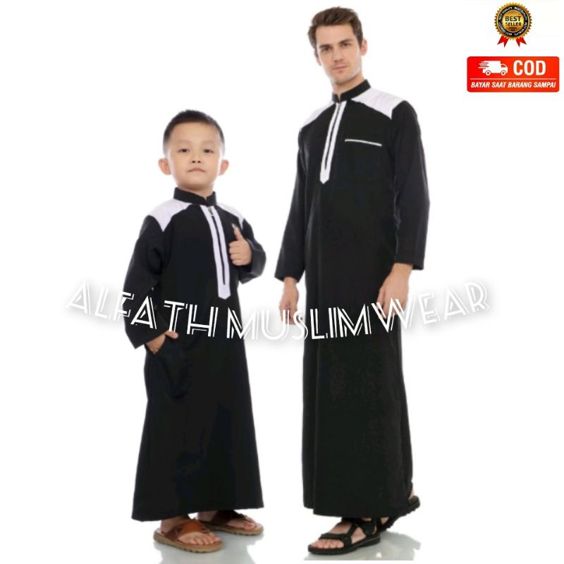Father and Son Couple Muslim Robe Long Sleeve Family Couple Robe Muslim ...