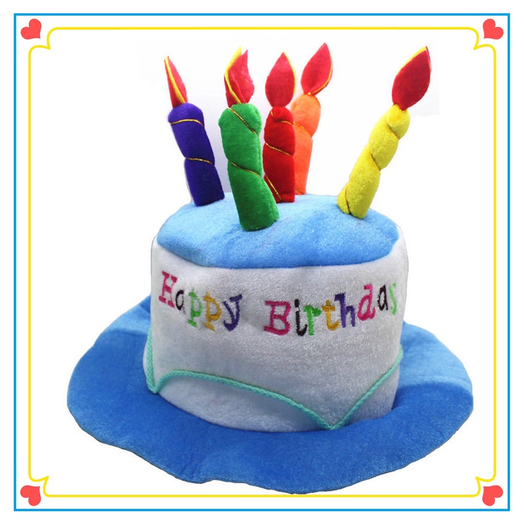 Plush Happy Birthday Cake Hat - Unisex Adult Size Fancy Dress Party ...