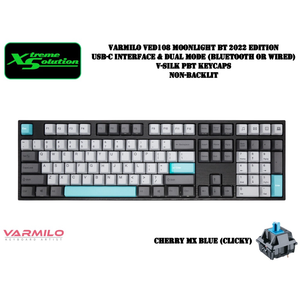 Varmilo VED108 moonlight Edition - Wireless Bluetooth Non Backlit ...
