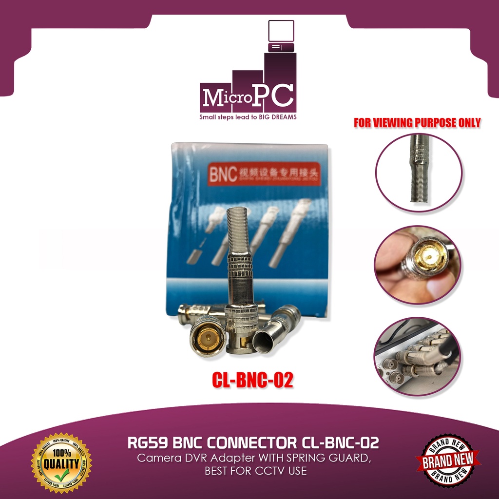 RG59 BNC CONNECTOR CL-BNC-02 Camera DVR Adapter WITH SPRING GUARD, BEST ...