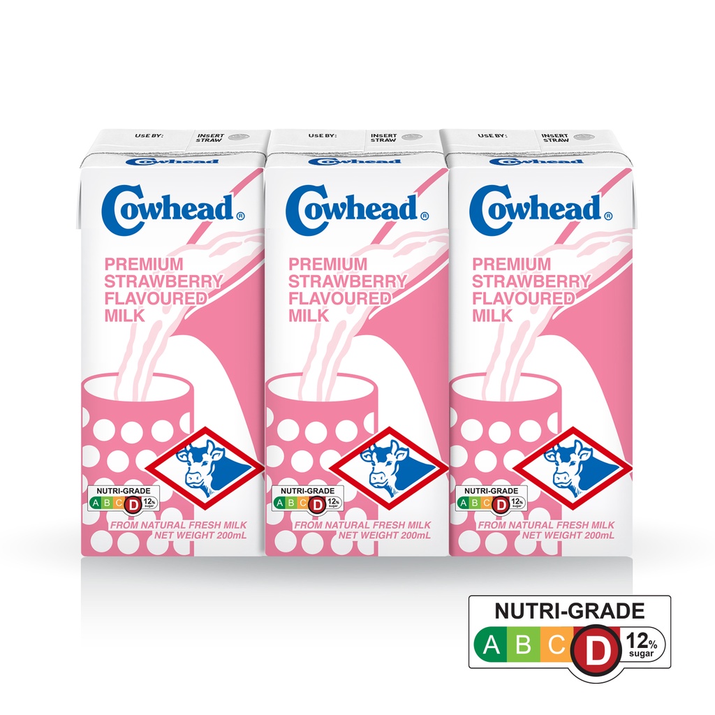 Cowhead UHT Milk Strawberry 3s 200ml | Shopee Singapore