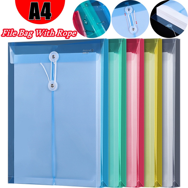 A4 File Bag 12PCS Colorful File Folder With Rope Document Organizer ...