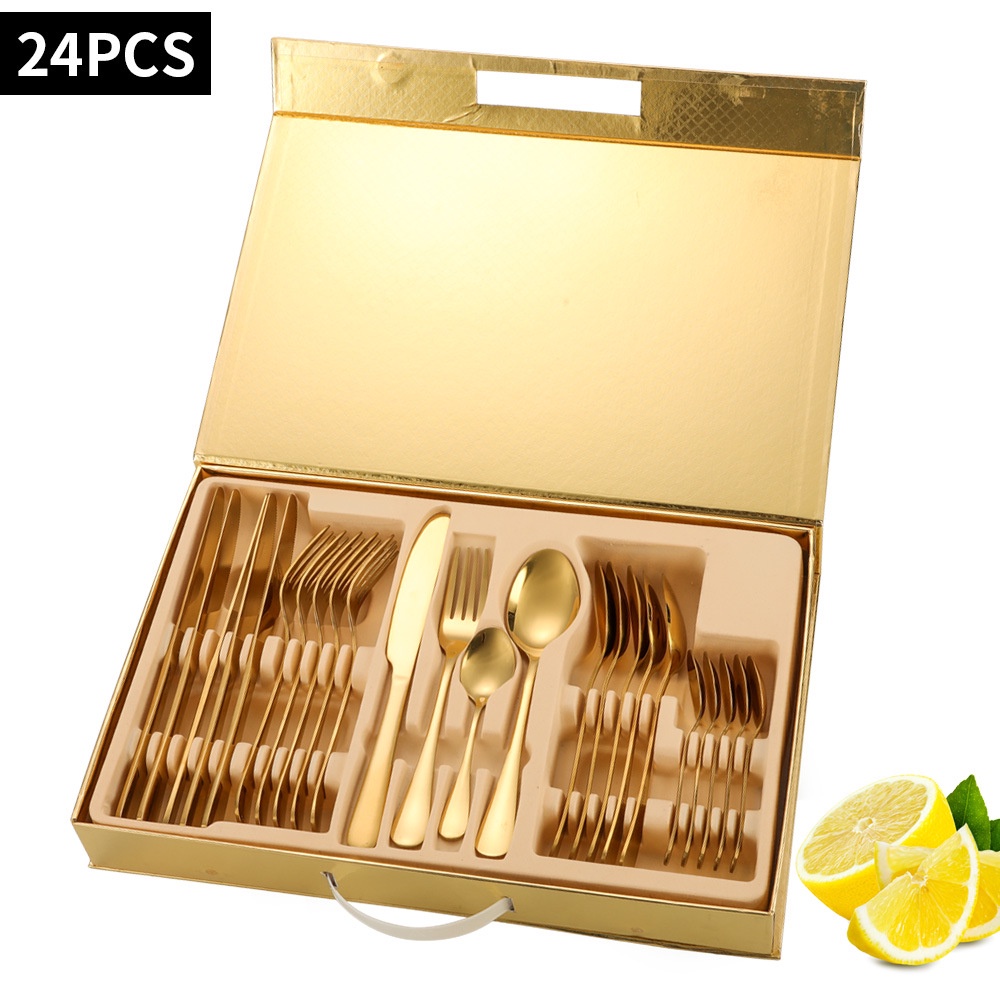 [Ready Stock] Stainless Steel Tableware 24-Piece Set Gift Box Four Main ...